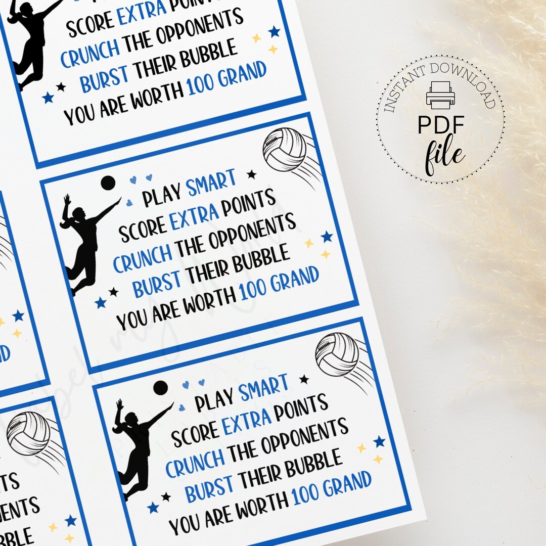 Printable Volleyball Candy Treats Tag Good Luck Volleyball Gift Tag ...