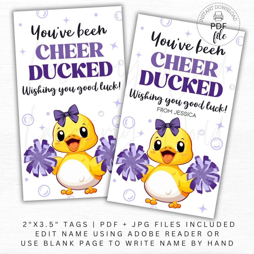 Printable Cheer Duck Tag, Personalized You've Been Cheer Ducked Good ...