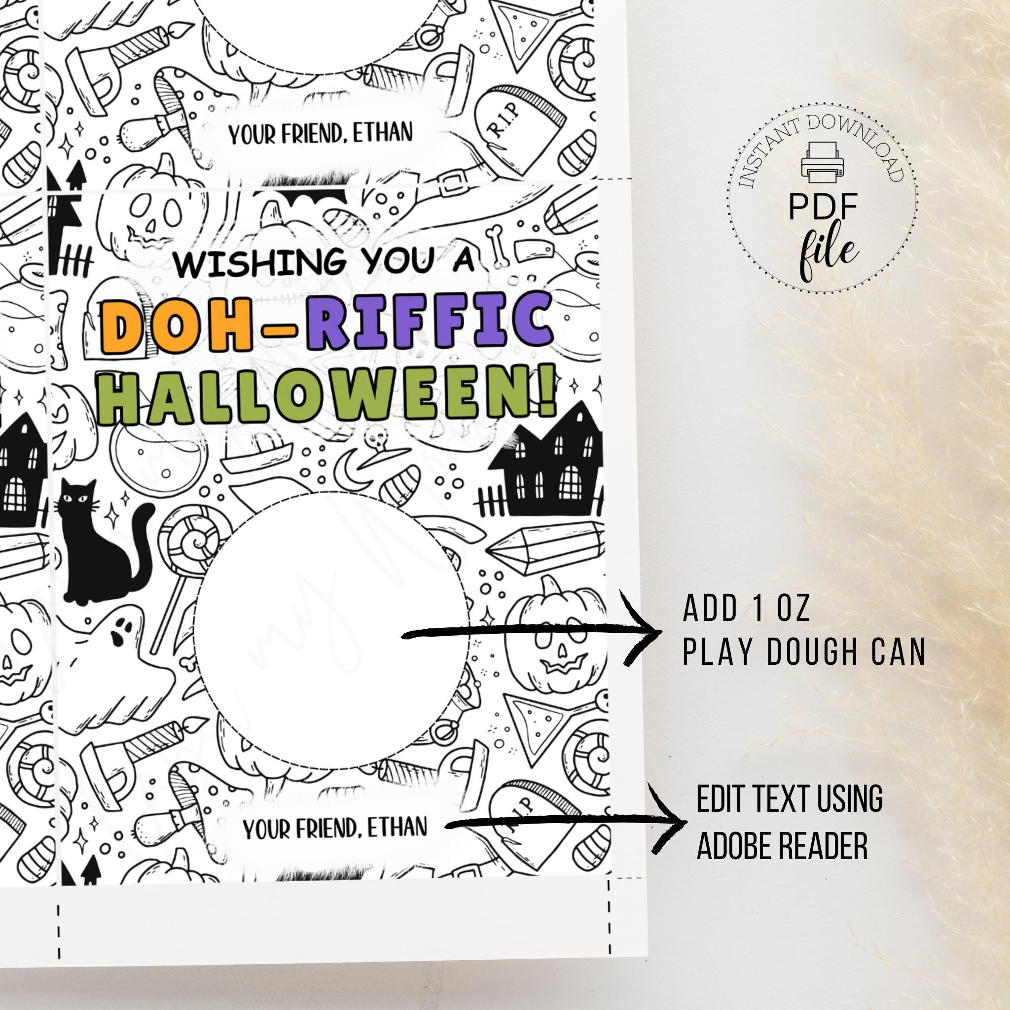Halloween Playdough Coloring Card Holder, Doh-riffic Halloween Tag ...