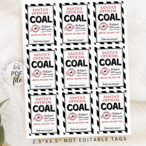 Printable Christmas Coal Tags, North Pole Special Delivery Favor Tag ...