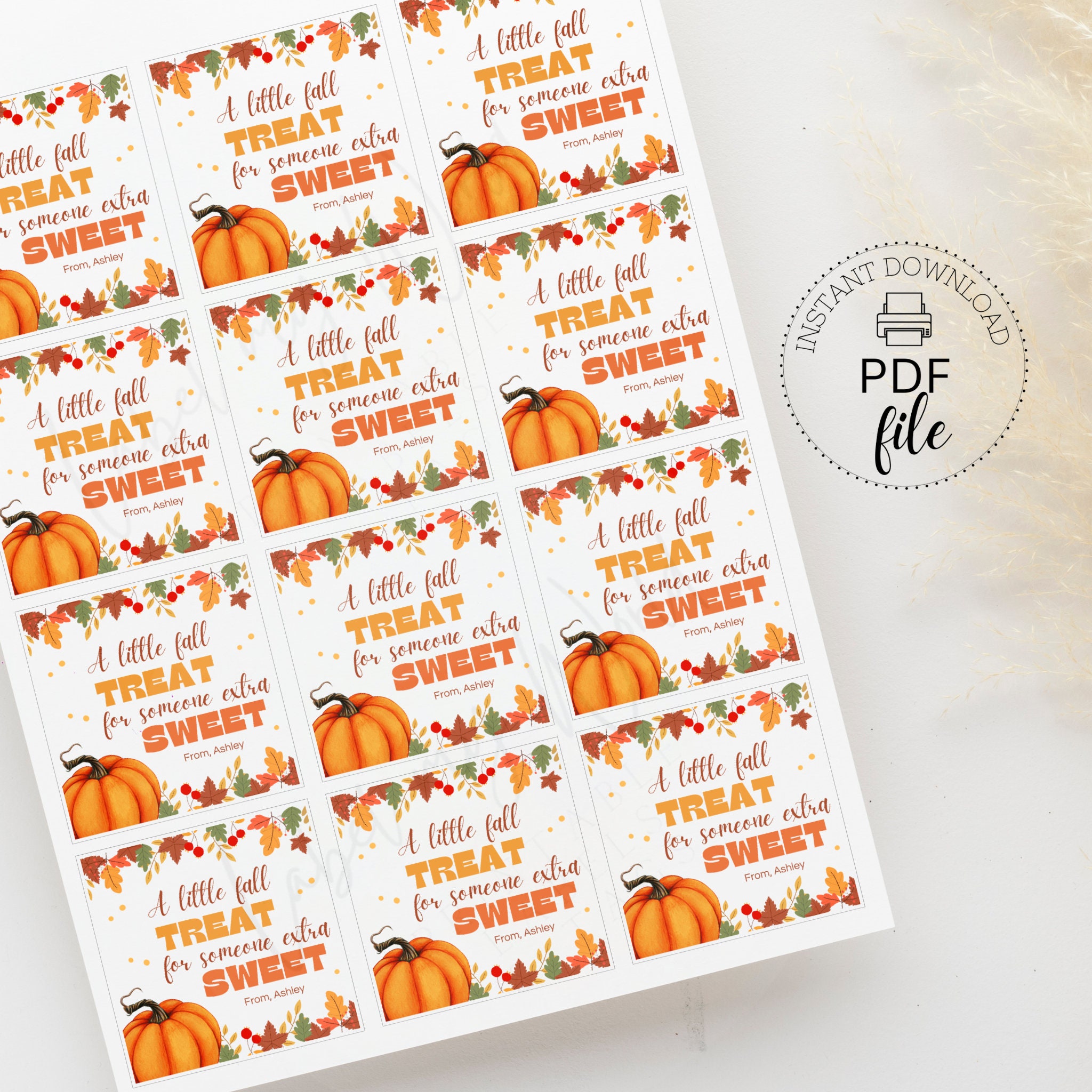 Fall Appreciation Treat Tags Printable A Little Fall Treat for Someone ...