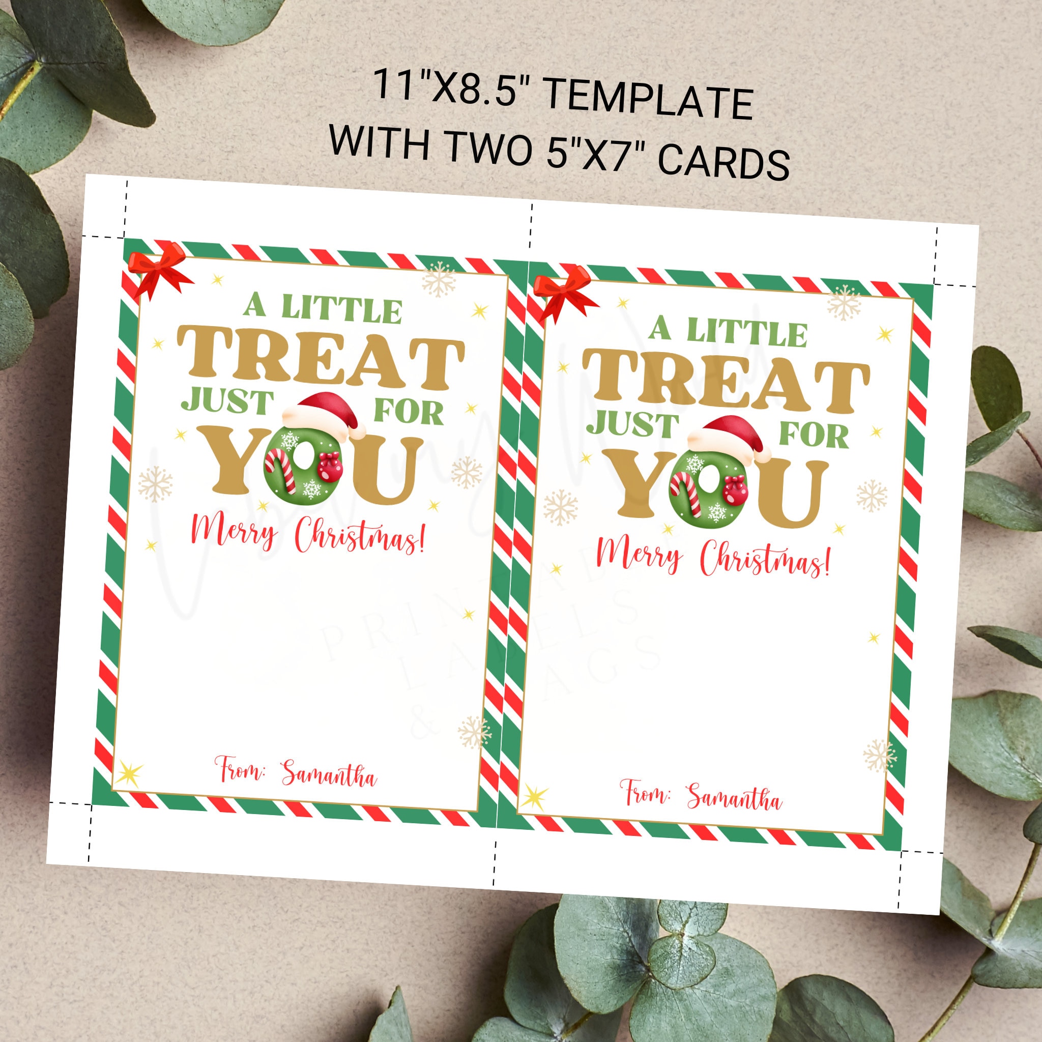 Printable Christmas Treat Gift Card Holder Template | A Little Treat ...