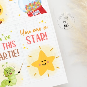 Printable Testing Day Tags, Test Taking Motivation Note Cards, Cute ...