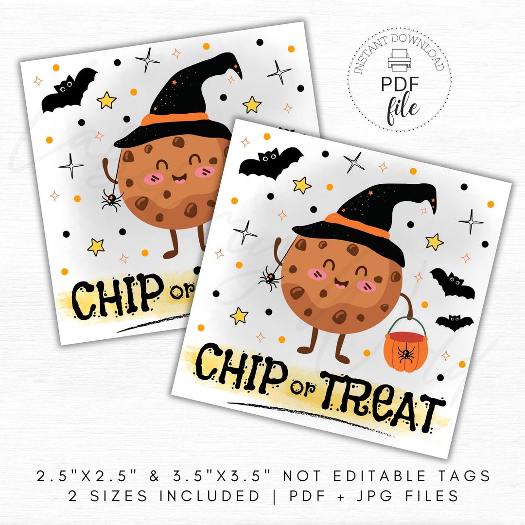 Printable Chip or Treat Halloween Tag, Halloween Cookie Gift Tags ...