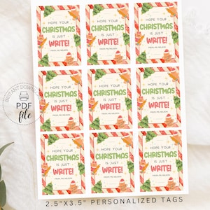 Printable Christmas Pencil Tag, Hope Your Christmas is Just Write ...