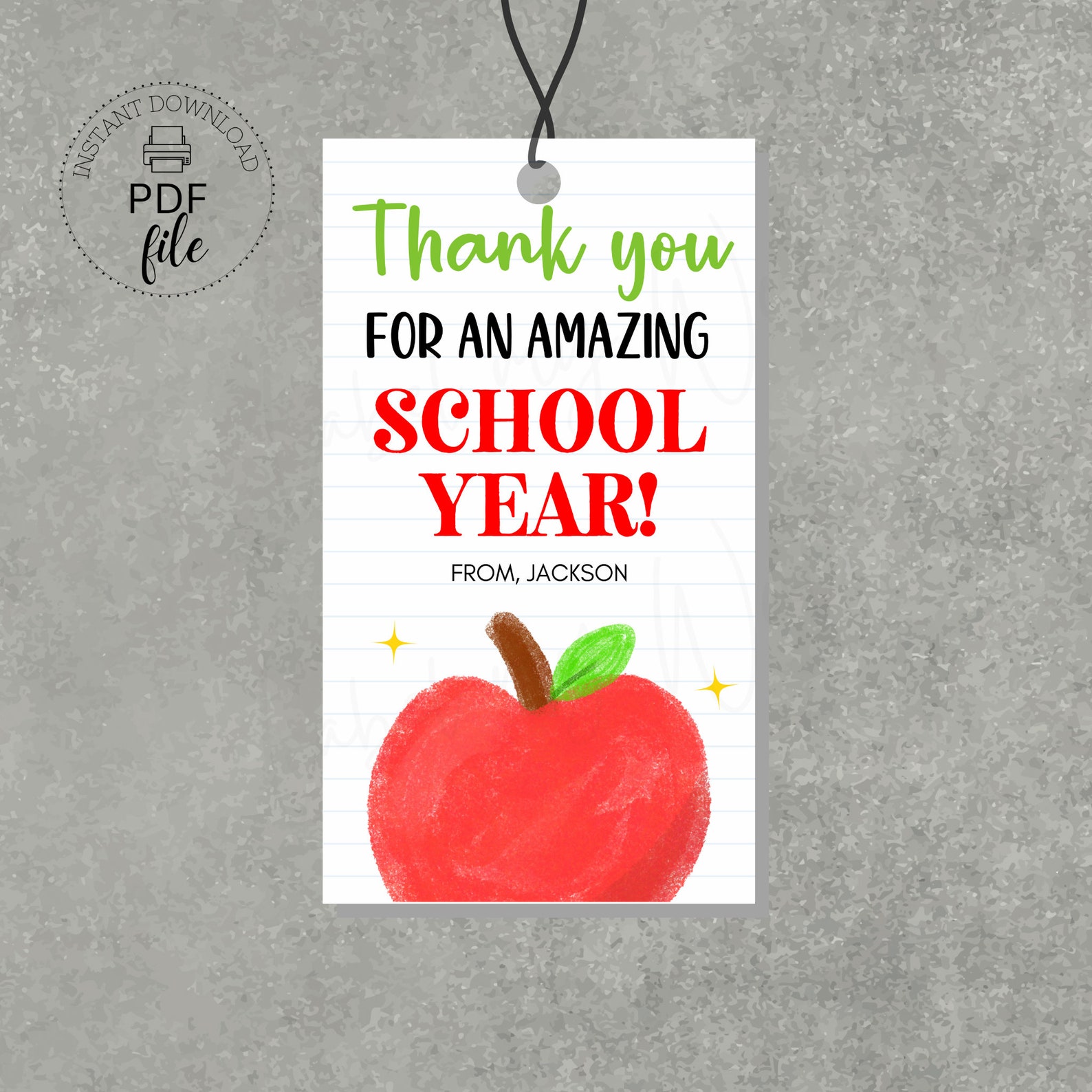 Printable End of School Teacher Appreciation Gift Tag, Personalized ...