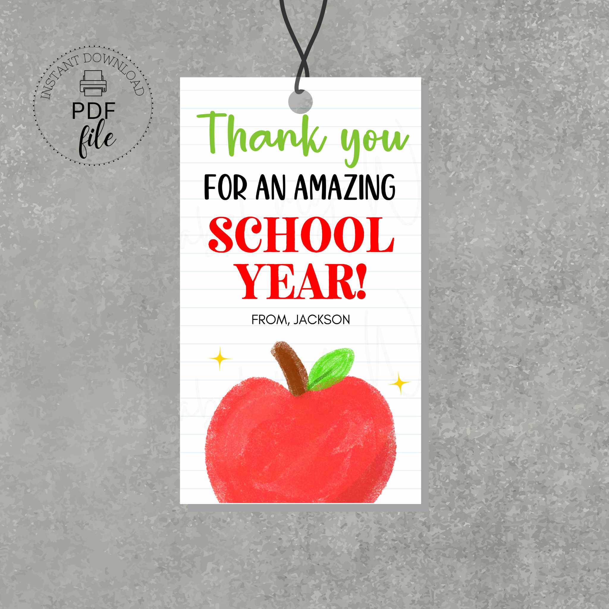 Printable End of School Teacher Appreciation Gift Tag, Personalized ...