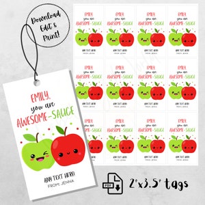 Printable You Are Awesome-sauce Gift Tag | Personalized Classroom ...