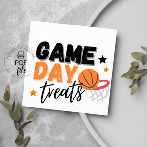 Basketball Game Day Tags | Game Day Treats Square Hang Tags | Printable ...