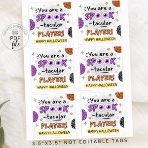 Printable You Are a Spook-tacular Player Tag, Happy Halloween Sports ...