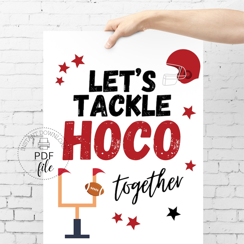 Printable Football Homecoming Proposal Sign Let's Tackle - Etsy