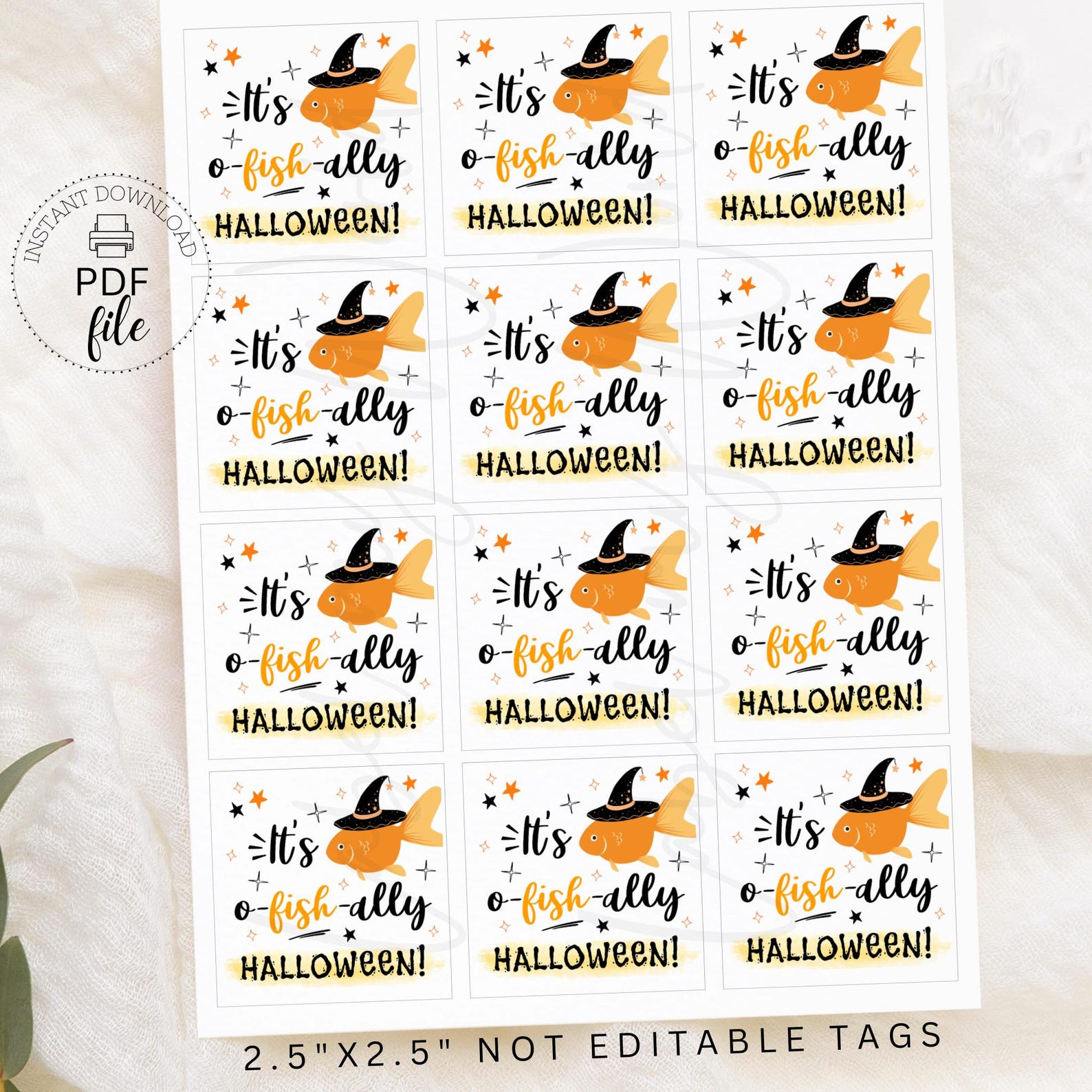 Printable It's O Fish Ally Halloween Tags, Halloween Goldfish Gift Tags ...