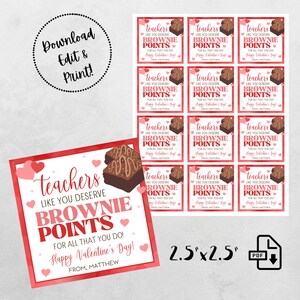 Chocolate Brownie Valentine's Day Gift Tag | Printable Teachers Like ...