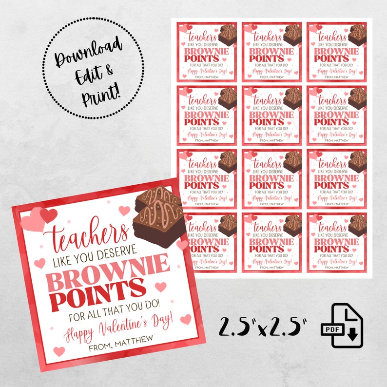 Chocolate Brownie Valentine's Day Gift Tag | Printable Teachers Like ...