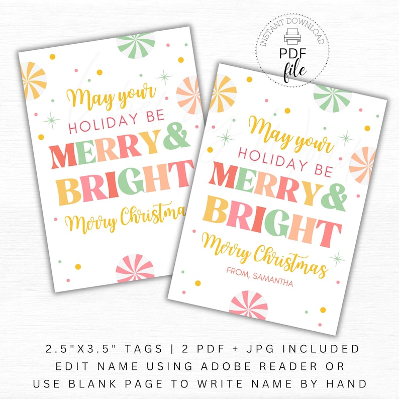 Printable Christmas Glow Stick Holder Tags, Personalized May Your ...