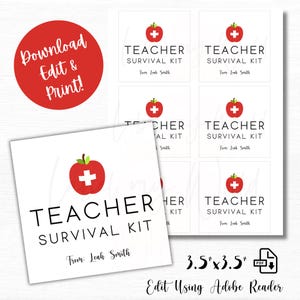 Teacher Survival Kit Tag | Printable Teacher Back to School Favor Tags ...