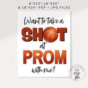 Printable Basketball Promposal Sign Want to Take a Shot at Prom Orange ...