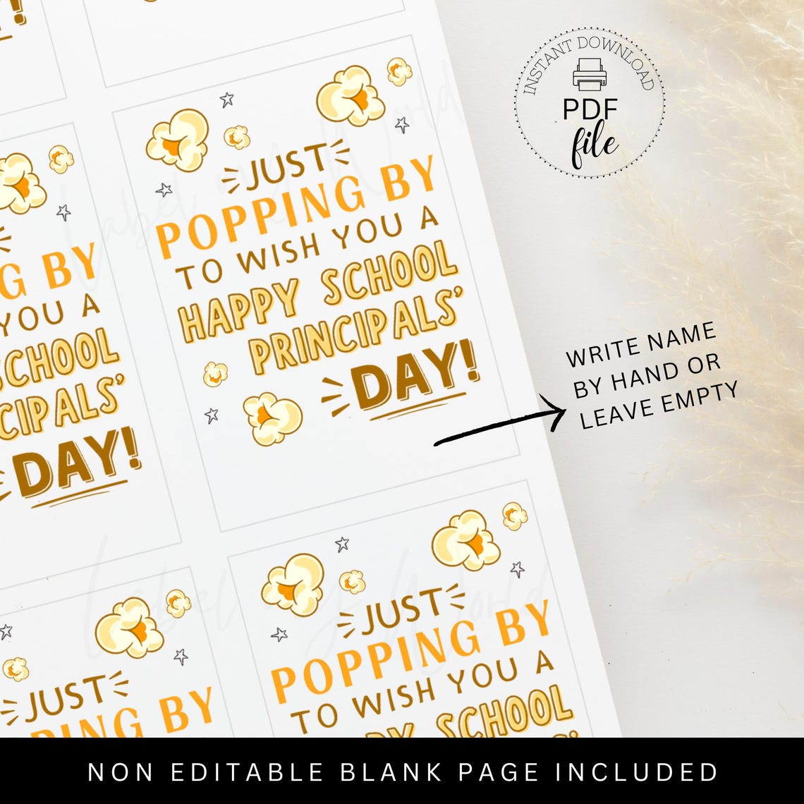 Printable School Principal Gift Tag, Personalized Just Popping by to ...
