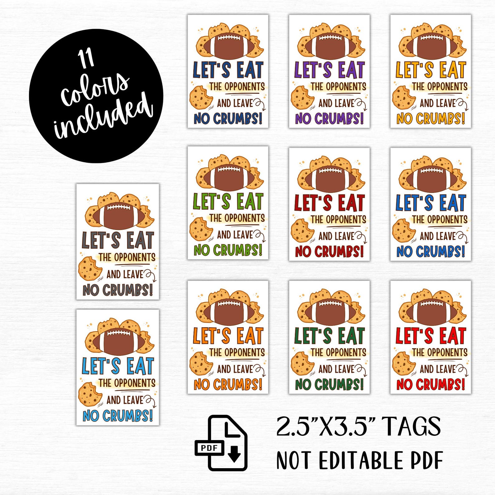 Football Cookie Gift Tags, Game Day Good Luck Treat Tag (PDF Download ...