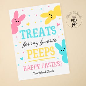Printable Easter Candy Tag, Treats for My Favorite Peeps Personalized ...