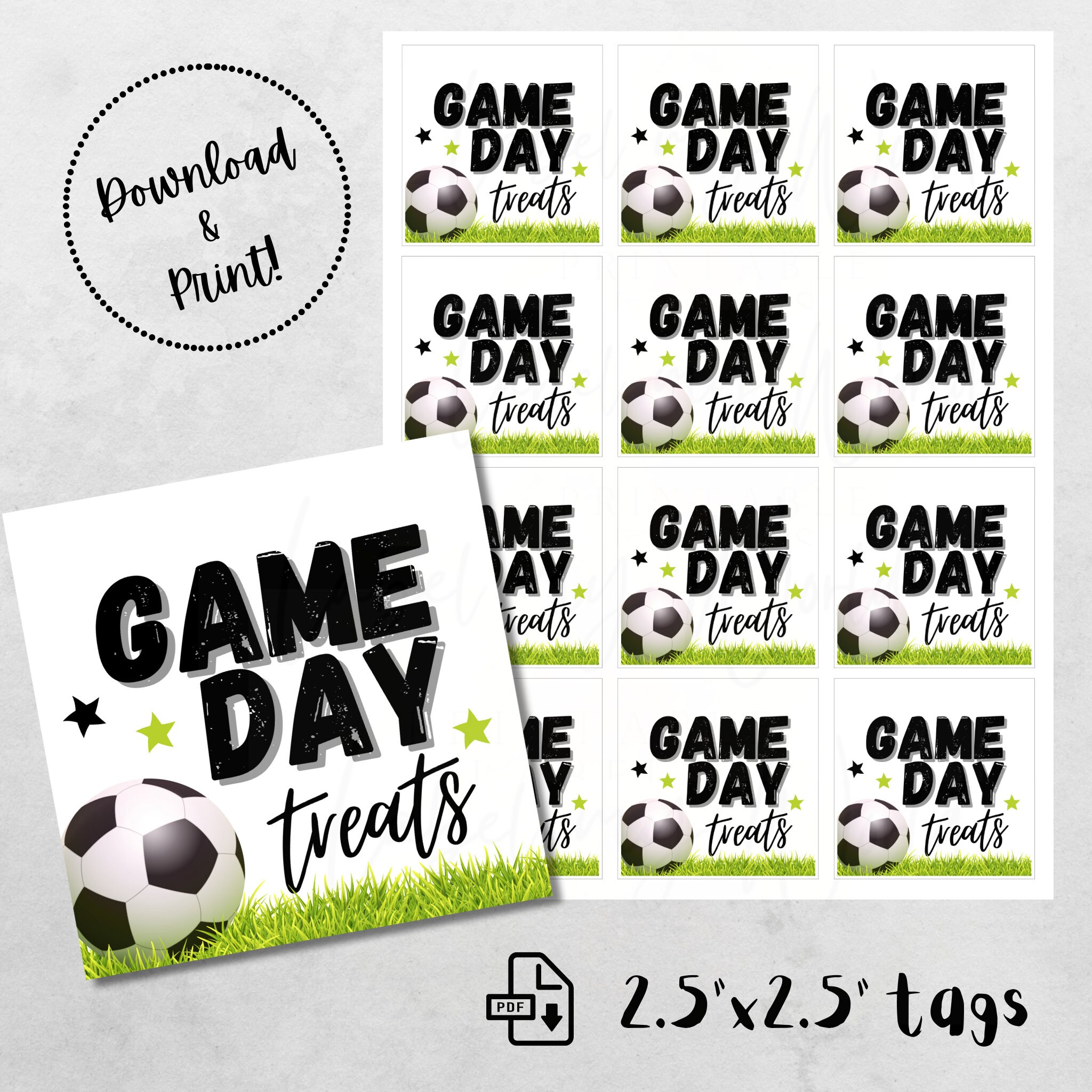 Soccer Game Day Tags | Game Day Treats Soccer Square Gift Tags ...