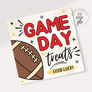 Printable Football Game Day Tag, Game Day Treats Good Luck Gift Tags ...