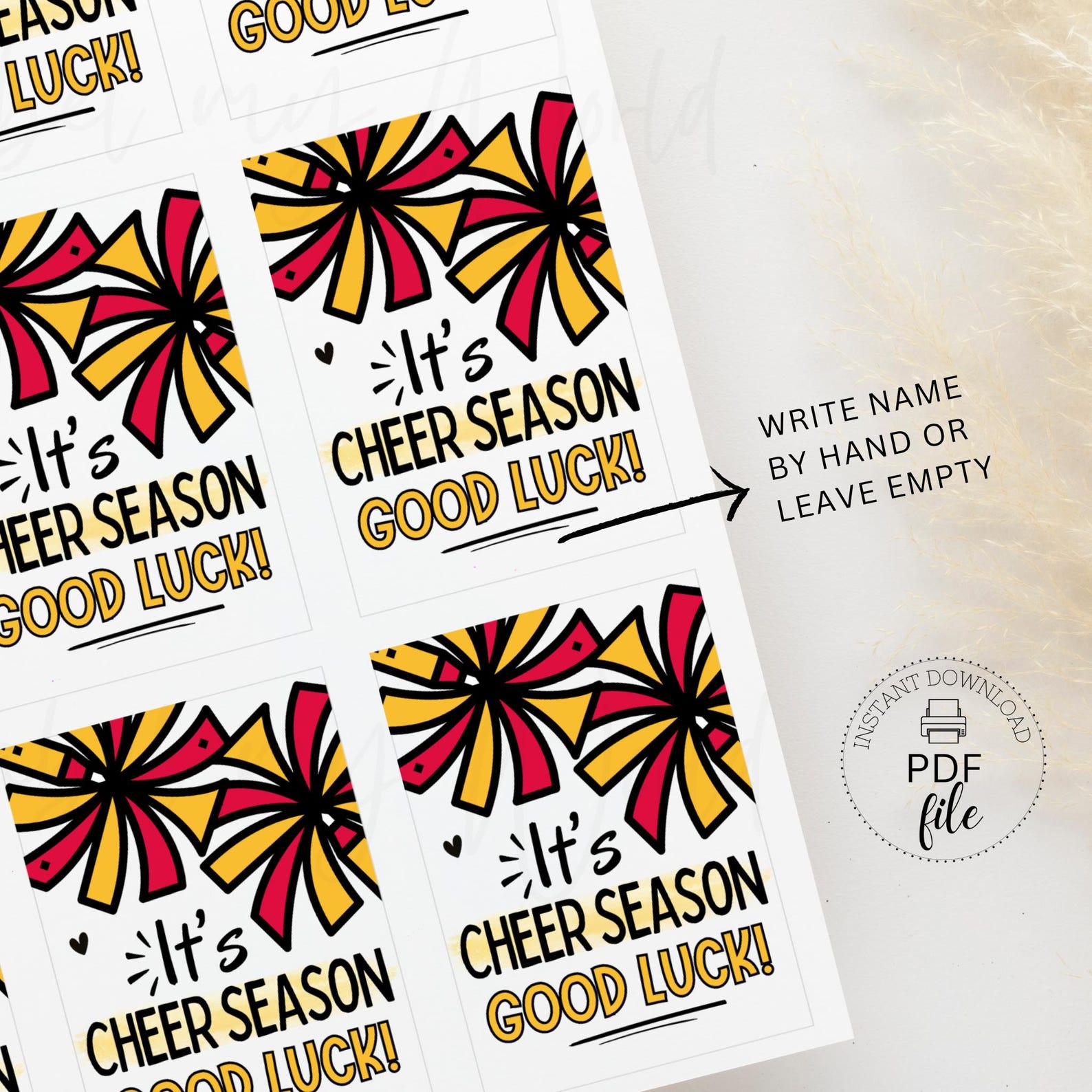 Printable Cheerleading Good Luck Tag, It's Cheer Season 2.5"x3.5" Treat ...