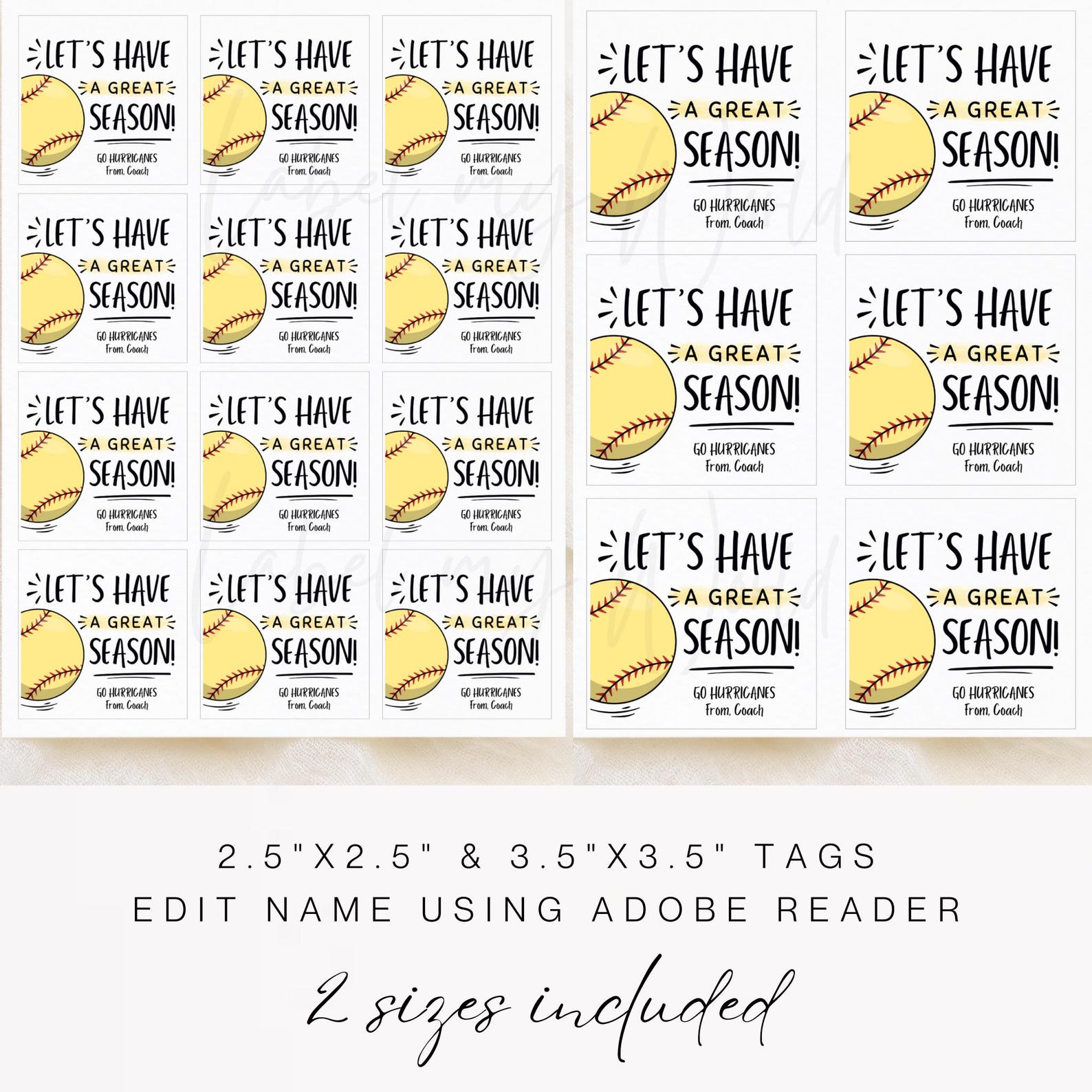 Printable Softball Season Gift Tag, Let's Have a Great Season ...