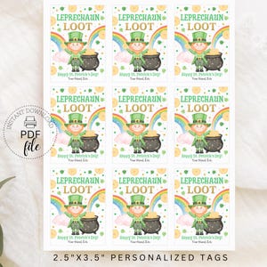 Printable Leprechaun Loot Gift Tag, Happy St Patricks Day Personalized ...