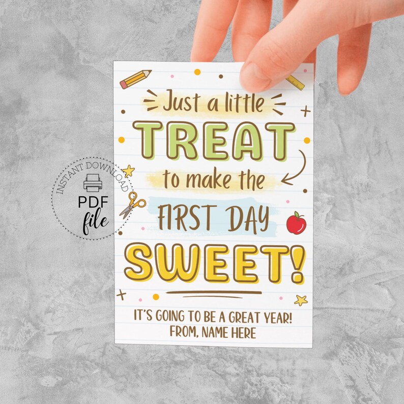 Back to School Printable Treat Tag, Just a Little Treat to Make the ...