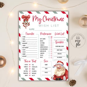 Printable Christmas Gift Exchange Questionnaire, My Christmas Wish List ...