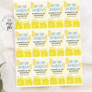 Appreciation Lemonade/water Gift Tag, Printable School/employee/nurse ...