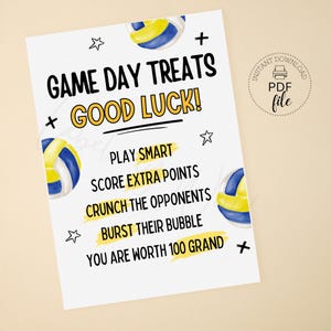 Printable Volleyball Candy Treats Tag | Good Luck Volleyball Gift Tag ...