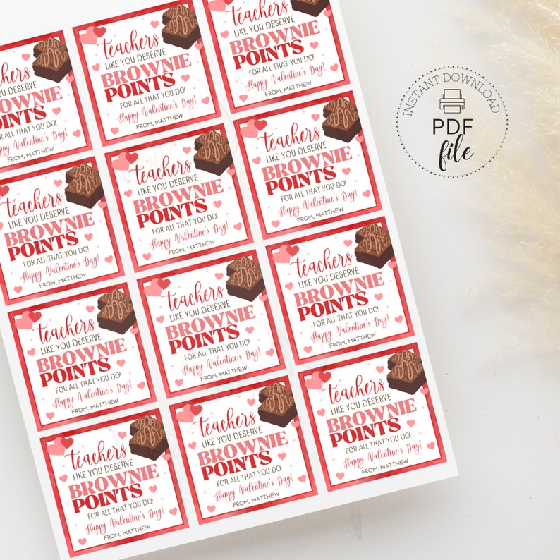 Chocolate Brownie Valentine's Day Gift Tag | Printable Teachers Like ...