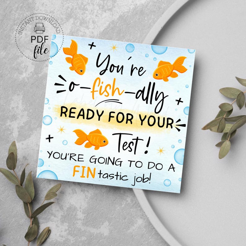 Printable Fish Crackers Testing Day Gift Tag, O-fish-ally Ready for ...