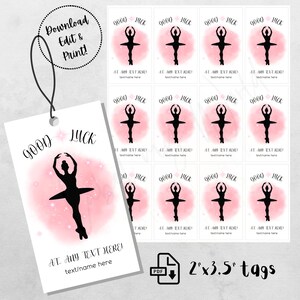 Printable Good Luck Ballerina Gift Tags, Personalized Ballet Dancer ...