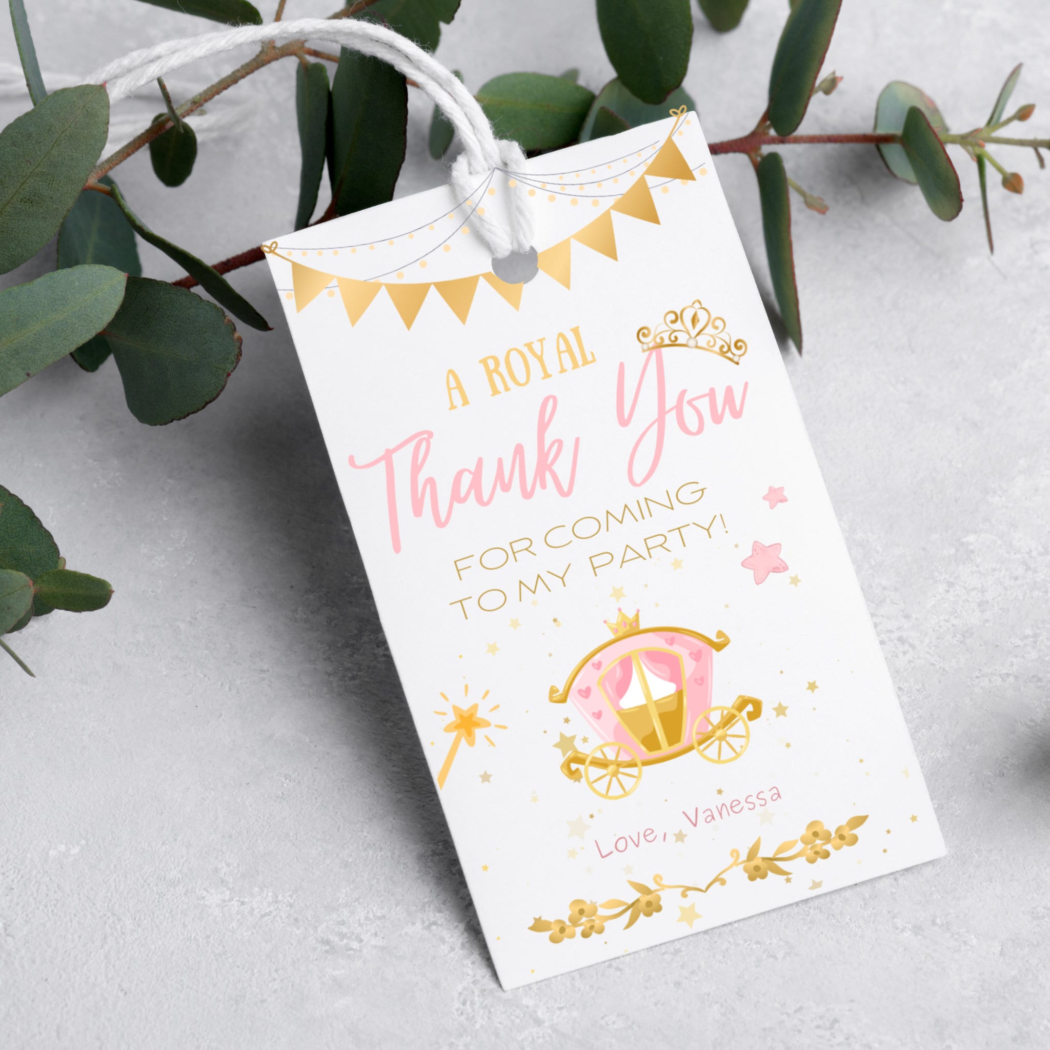 A Royal Thank You for Coming to My Party Editable Tag Printable ...