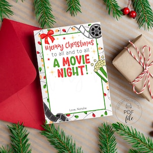 Printable Christmas Movie Theater Gift Card Holder Template, Enjoy a ...