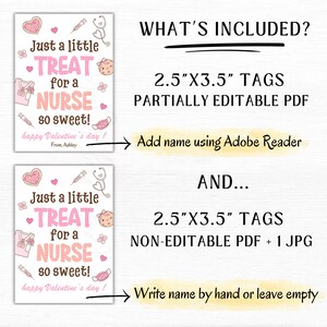 Printable Valentine Nurses Appreciation Treat Tag, Personalized Just a ...