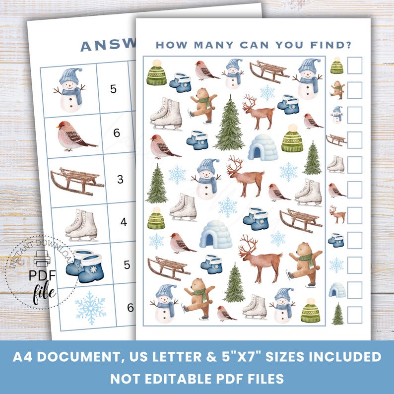 Winter I Spy Game, How Many Can You Find Winter Break Activity for Kids ...