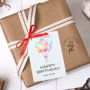 Printable Happy Birthday Gift Tags, Personalized 2.5"x3.5" Rainbow ...