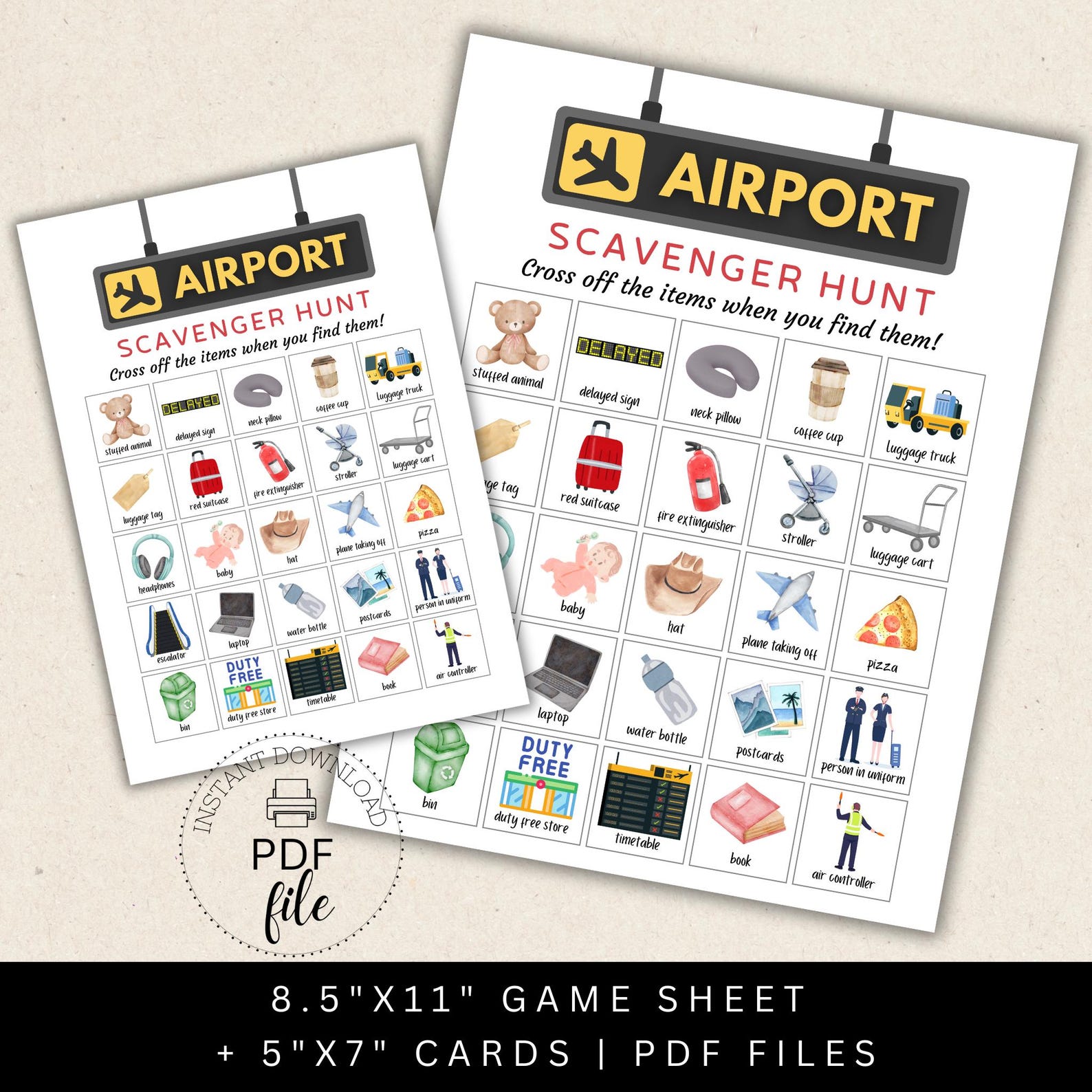 Printable Airport Scavenger Hunt, Holiday Vacation Treasure Hunt for ...