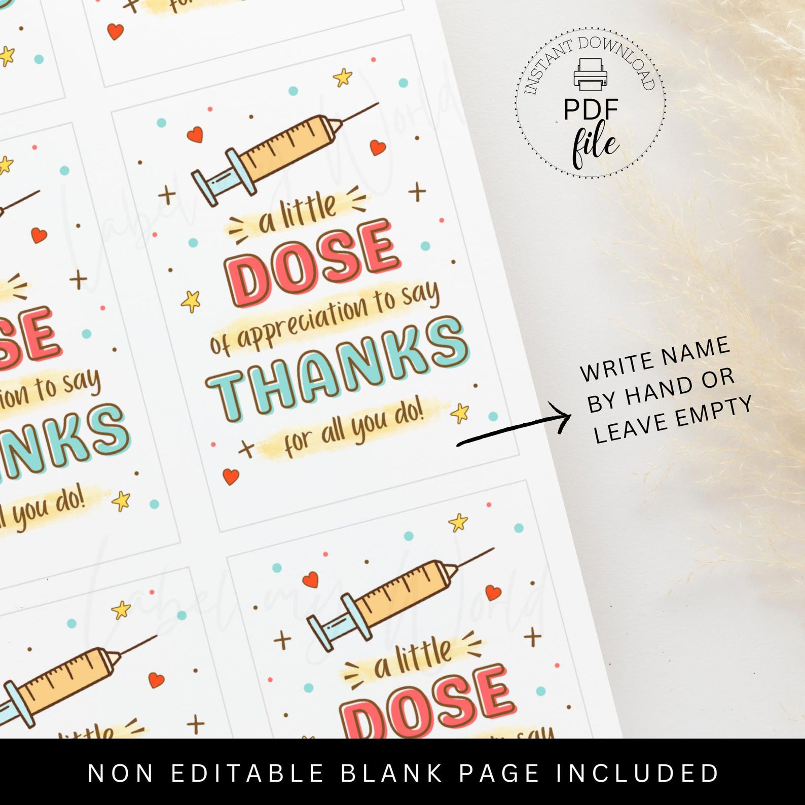 Printable a Little Dose of Appreciation Gift Tag, Happy Nurse ...