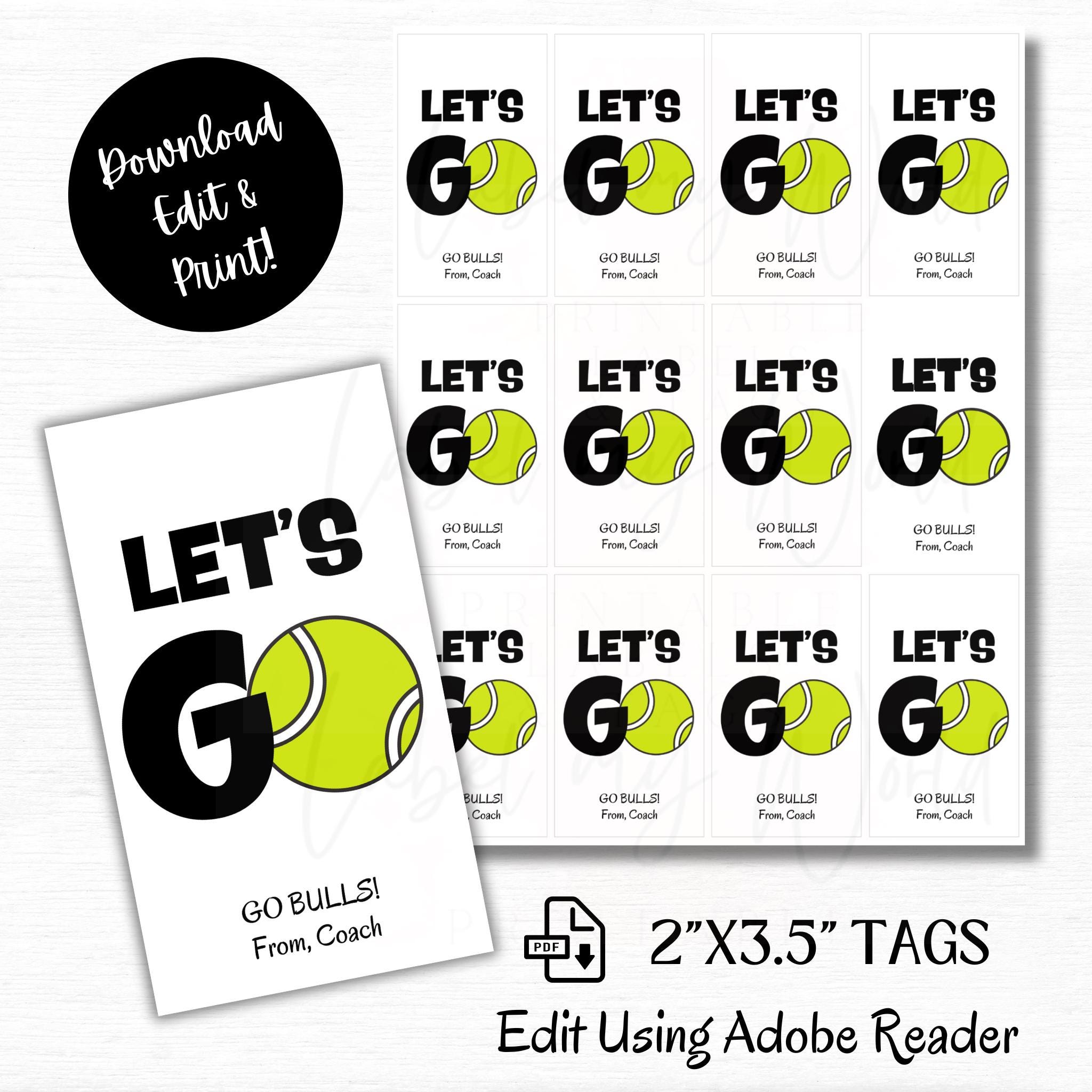 Tennis Team Let's Go Tags | Printable Tennis Good Luck Game Day Snacks ...