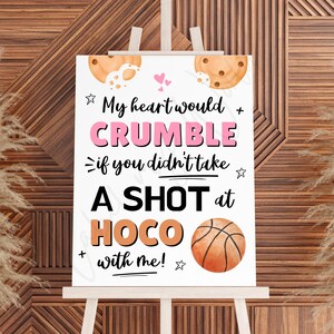 Printable Basketball & Cookies Proposal Sign, My Heart Would Crumble If ...