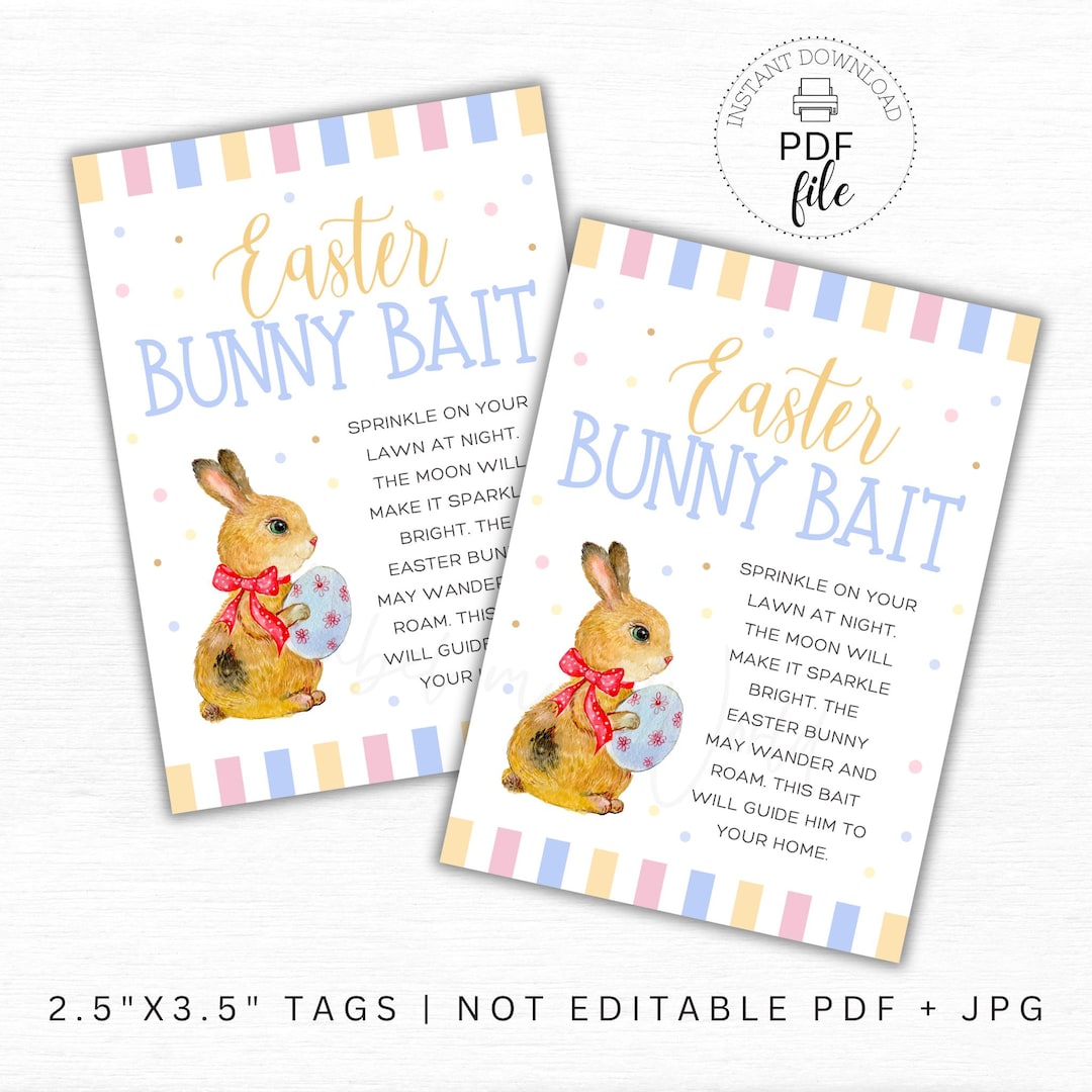 Printable Easter Bunny Bait Gift Tag, Easter Bunny Food Tags 2.5x3.5 ...