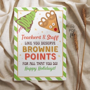 Printable Brownie Christmas Gift Tag, Personalized Teachers & Staff ...