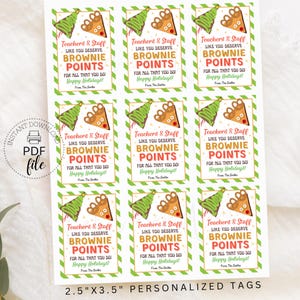 Printable Brownie Christmas Gift Tag, Personalized Teachers & Staff ...