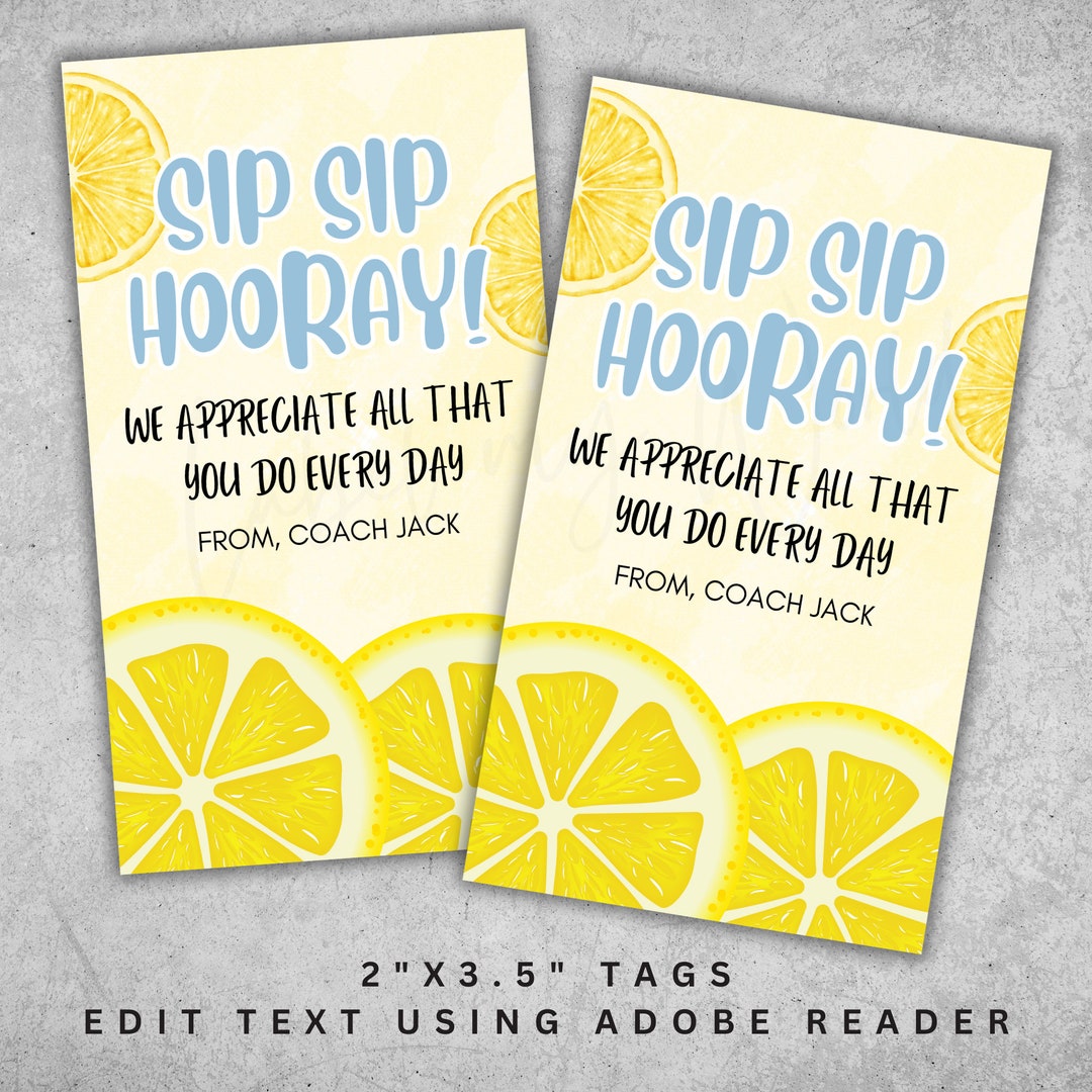 Appreciation Lemonade/water Gift Tag, Printable School/employee/nurse ...