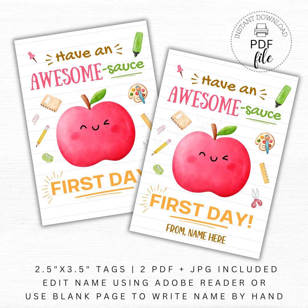 Printable Applesauce Treat Tag, Teacher School Staff Squeeze Pouch 2 ...